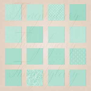 16 Seamless Luxury Mint Digital Papers 300 Dpi Commercial Use Damask ...