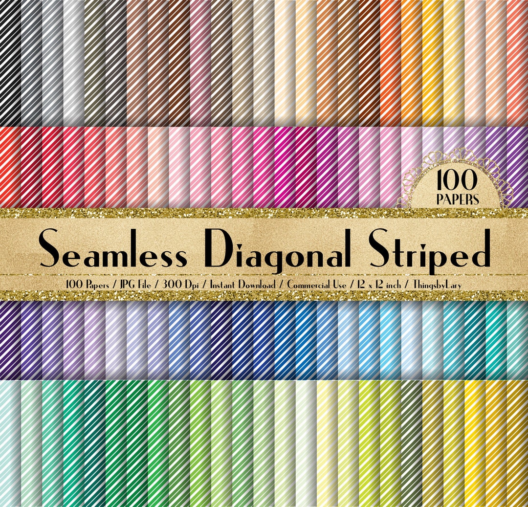 100 Seamless Diagonal Striped Papers 12 Inch 300 Dpi Instant Download ...