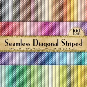 100 Seamless Diagonal Striped Papers 12 Inch 300 Dpi Instant Download ...