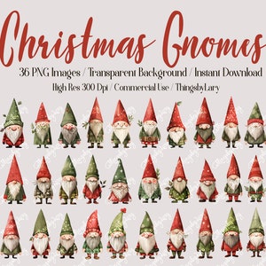 36 Christmas Gnomes Green Red Theme PNG Clip Arts Commercial Use Merry ...