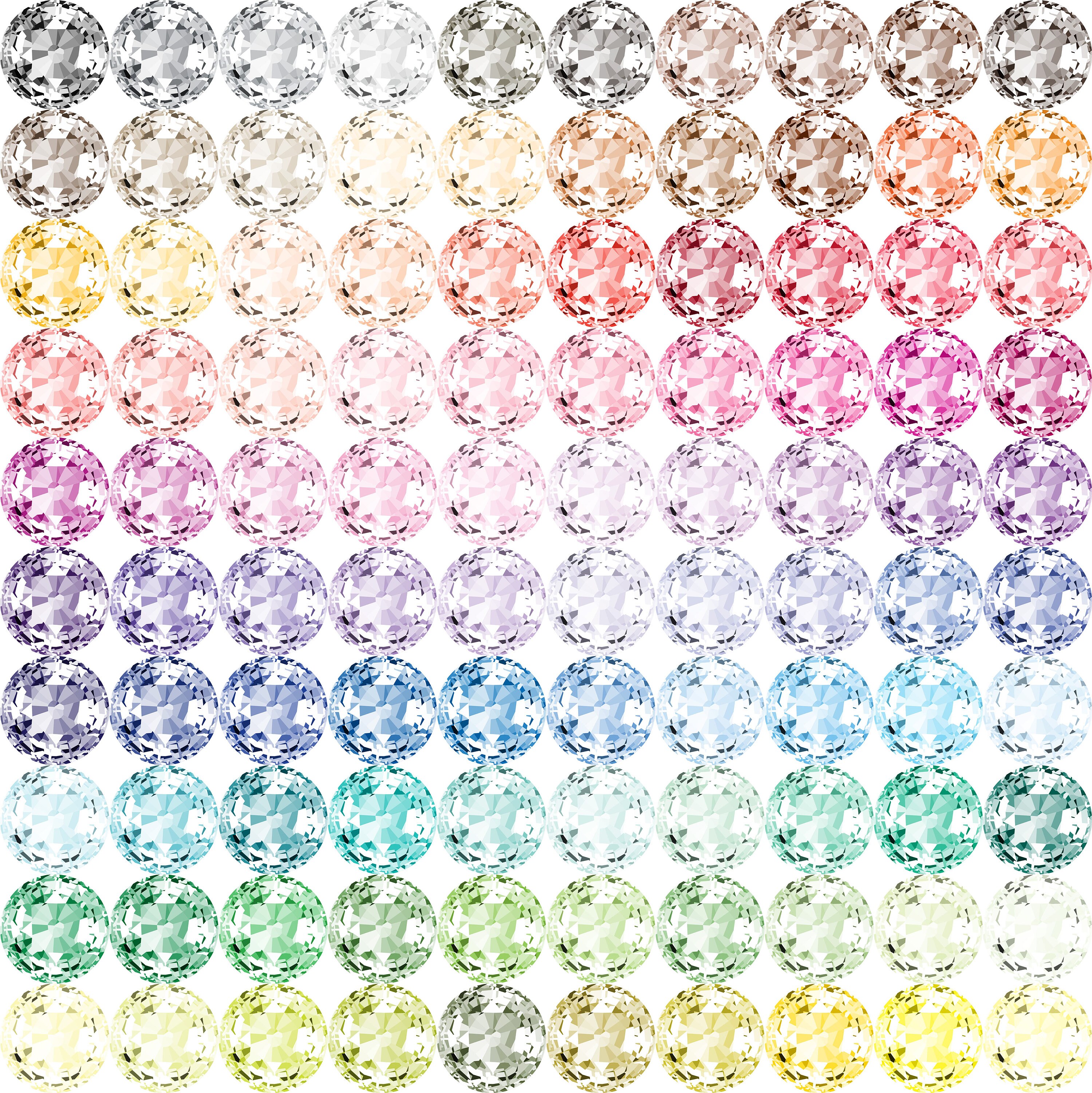 100 Round Diamond Cliparts, 300 Dpi, Instant Download, Commercial Use ...