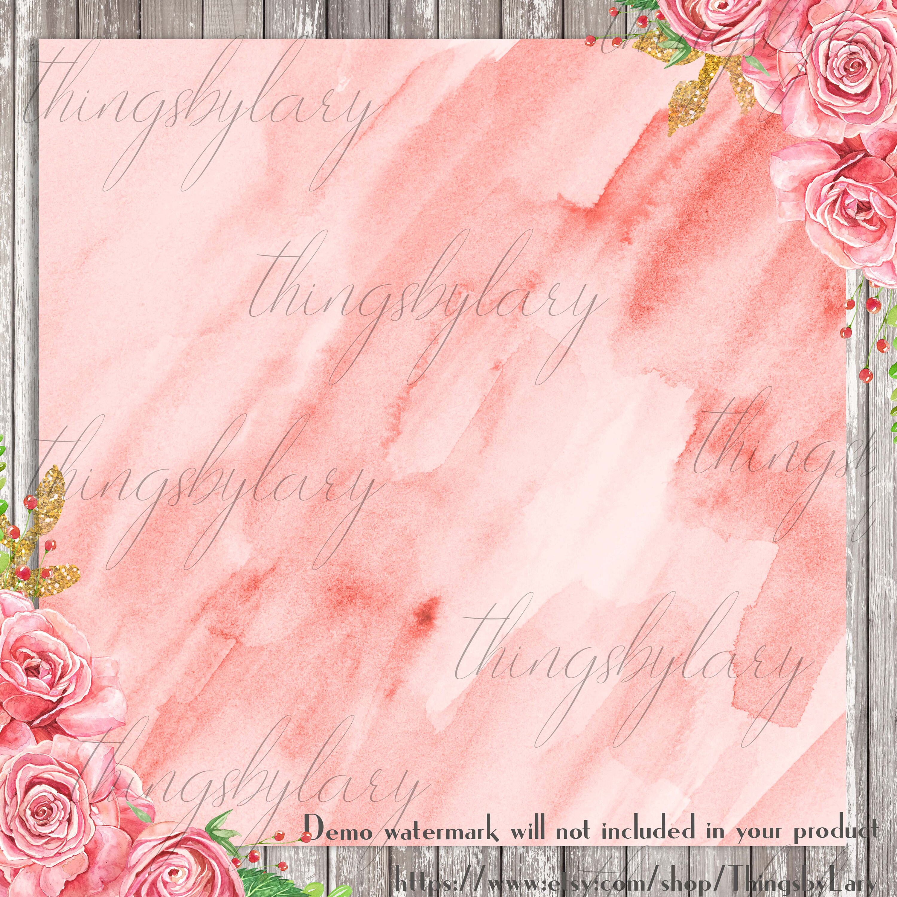 30 Ombre Coral Watercolor Digital Papers 12x12 Inch 300 Dpi Instant ...