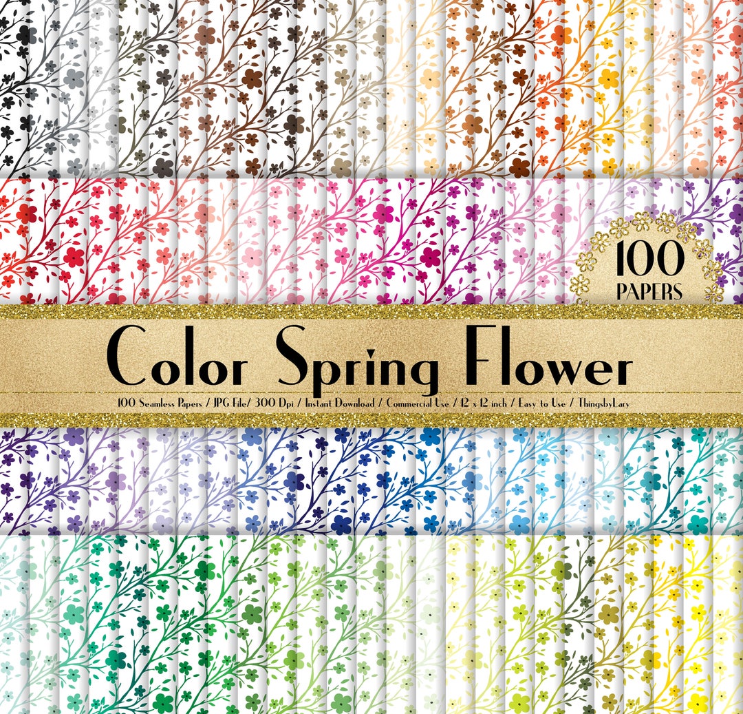 100 Seamless Spring Flower Papers in 12",cherry Blossom, Japanese ...