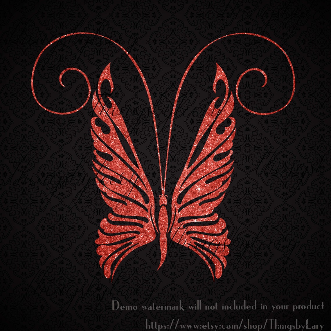 30 Living Coral Foil Glitter Butterfly Digital Images 300 Dpi | Etsy