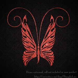 30 Living Coral Foil Glitter Butterfly Digital Images 300 Dpi Instant ...