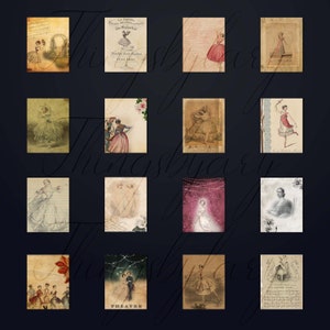 16 Antique Ephemera Dancing Ballet Ballerina Digital Papers 8.5x11" 300 ...