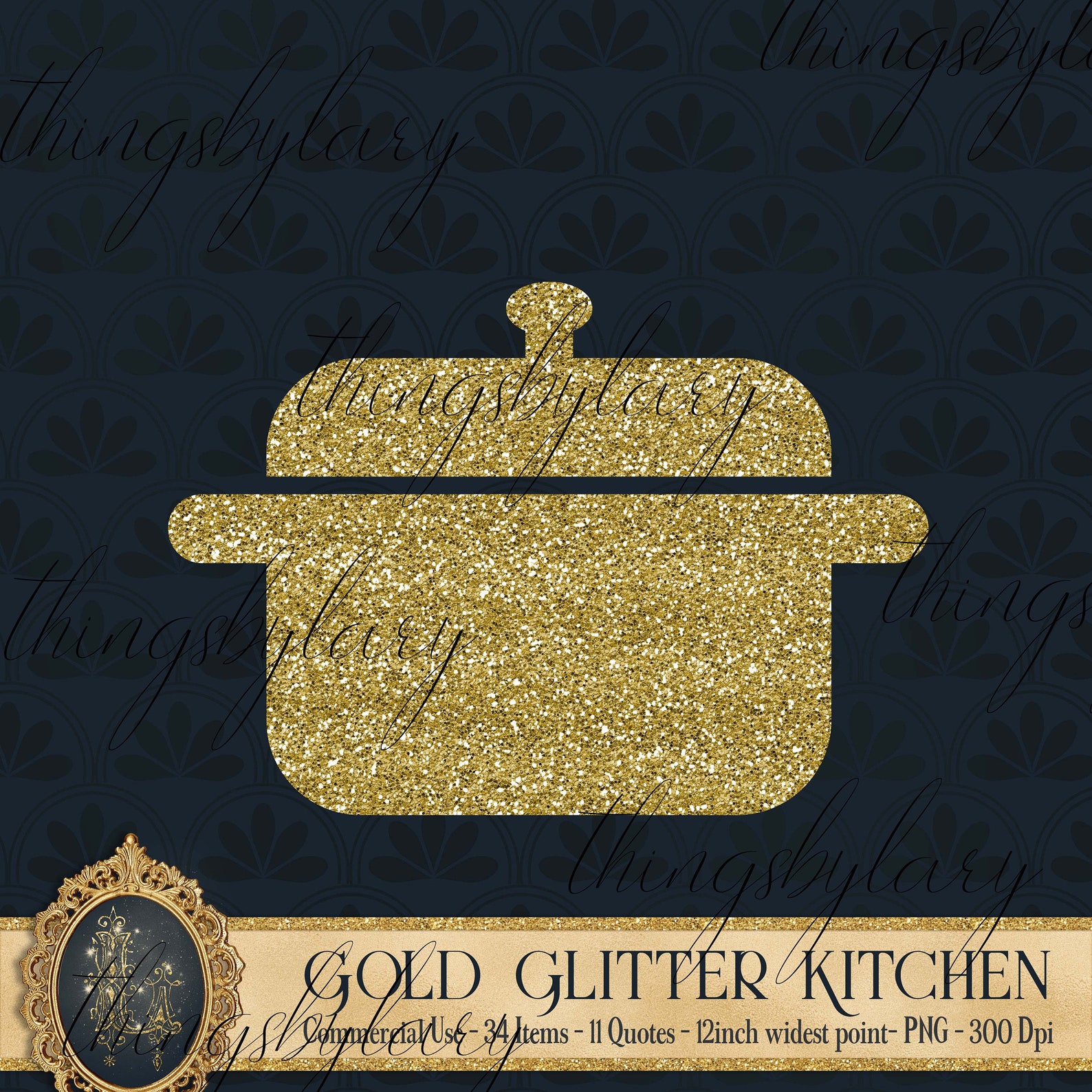 Gold Glitter Kitchen Sets, Instant Download, Commercial Use, Glitter ...