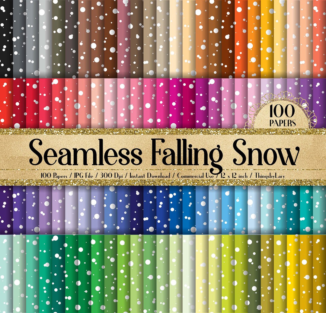 100 Seamless Falling White Snow Digital Papers 12" 300 Dpi Planner ...
