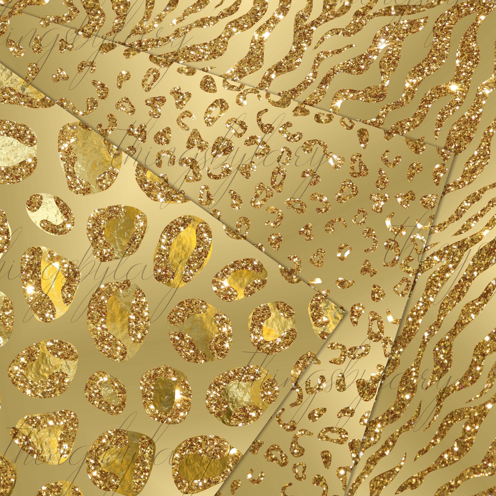 16 Seamless Gold Glitter Animal Skin Prints Digital Papers - Etsy