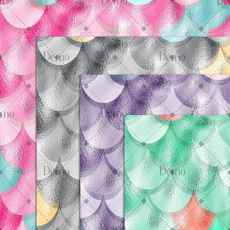 26 Seamless Foil Mermaid Dragon Fish Scale Digital Papers - Etsy