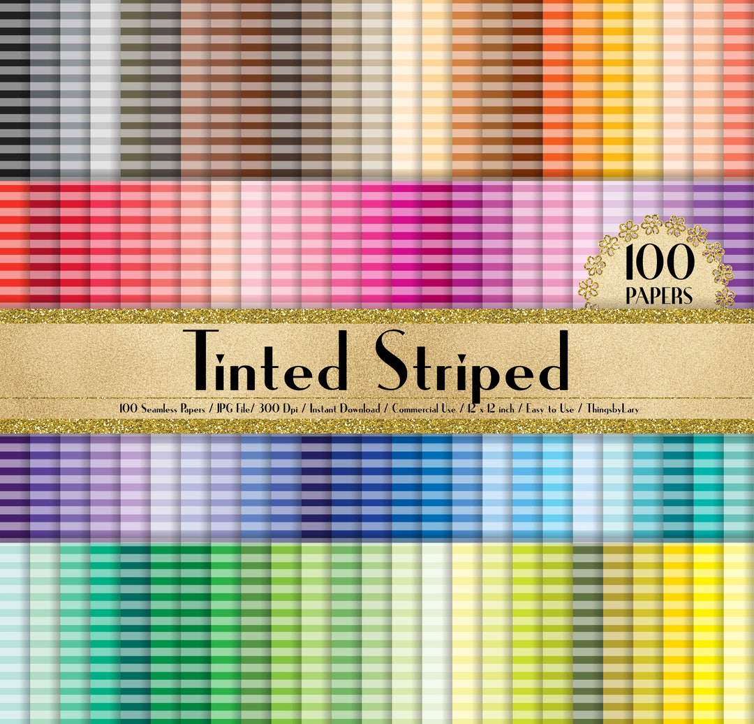 100 Seamless Tinted Striped Papers in 12" X 12", 300 Dpi Planner Paper ...
