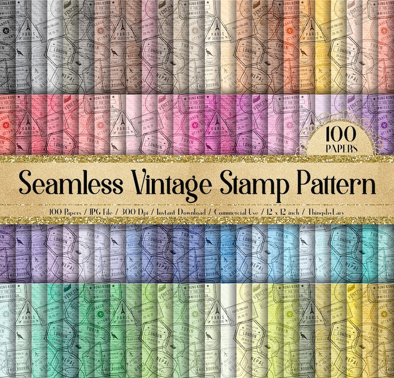 100 Seamless Vintage Postage Stamp Pattern Digital Papers - Etsy UK