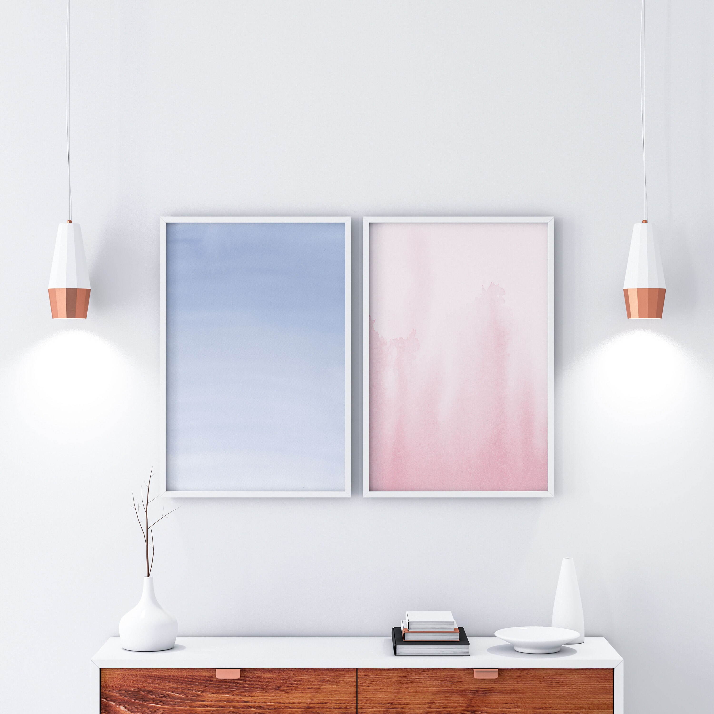 30 Ombre Serenity & Rose Quartz Watercolor Digital Papers - Etsy