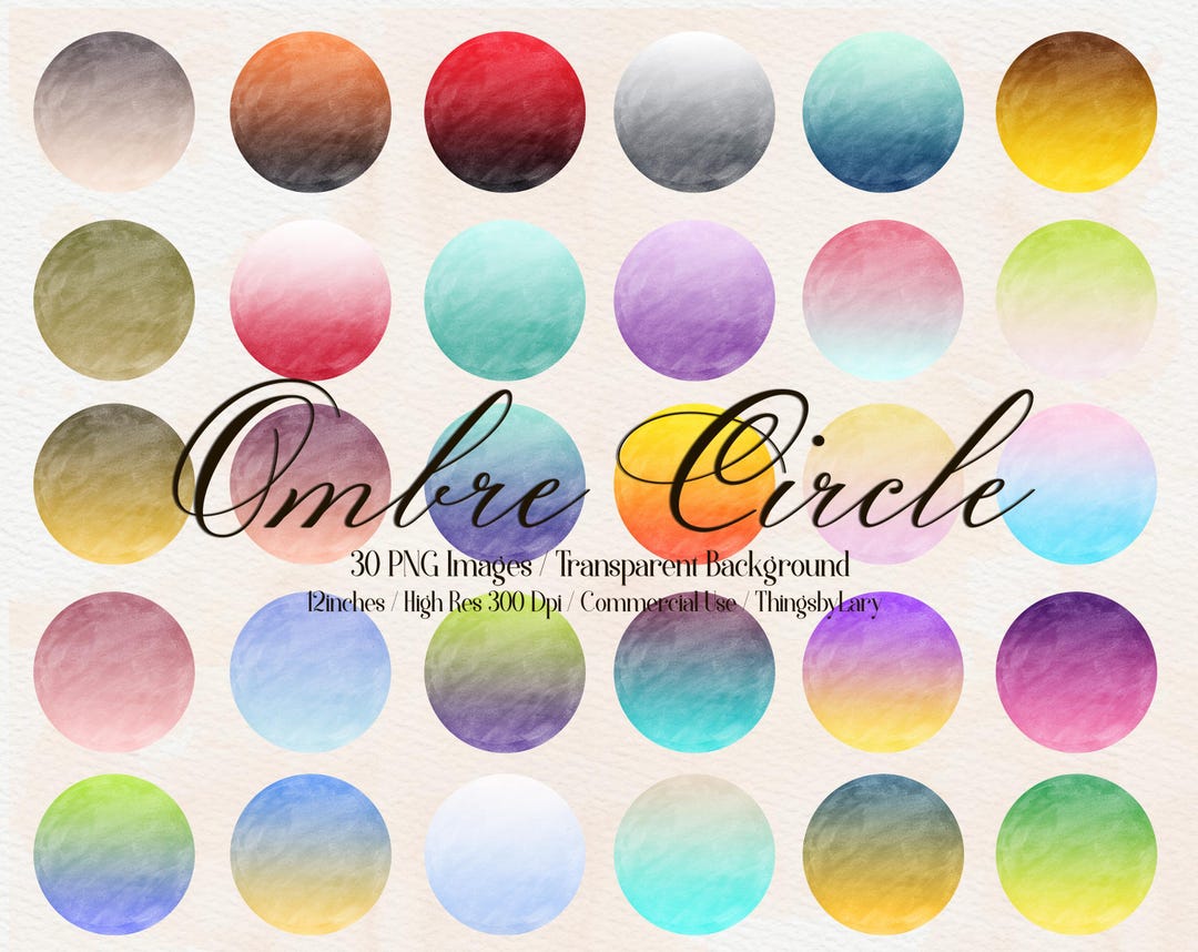30 Ombre Two Tone Color Circle Frames PNG Commercial Use Frames Labels ...