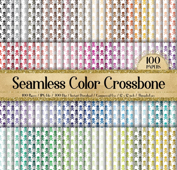 100 Seamless Color Crosses Bone With Skull Digital Papers - Etsy