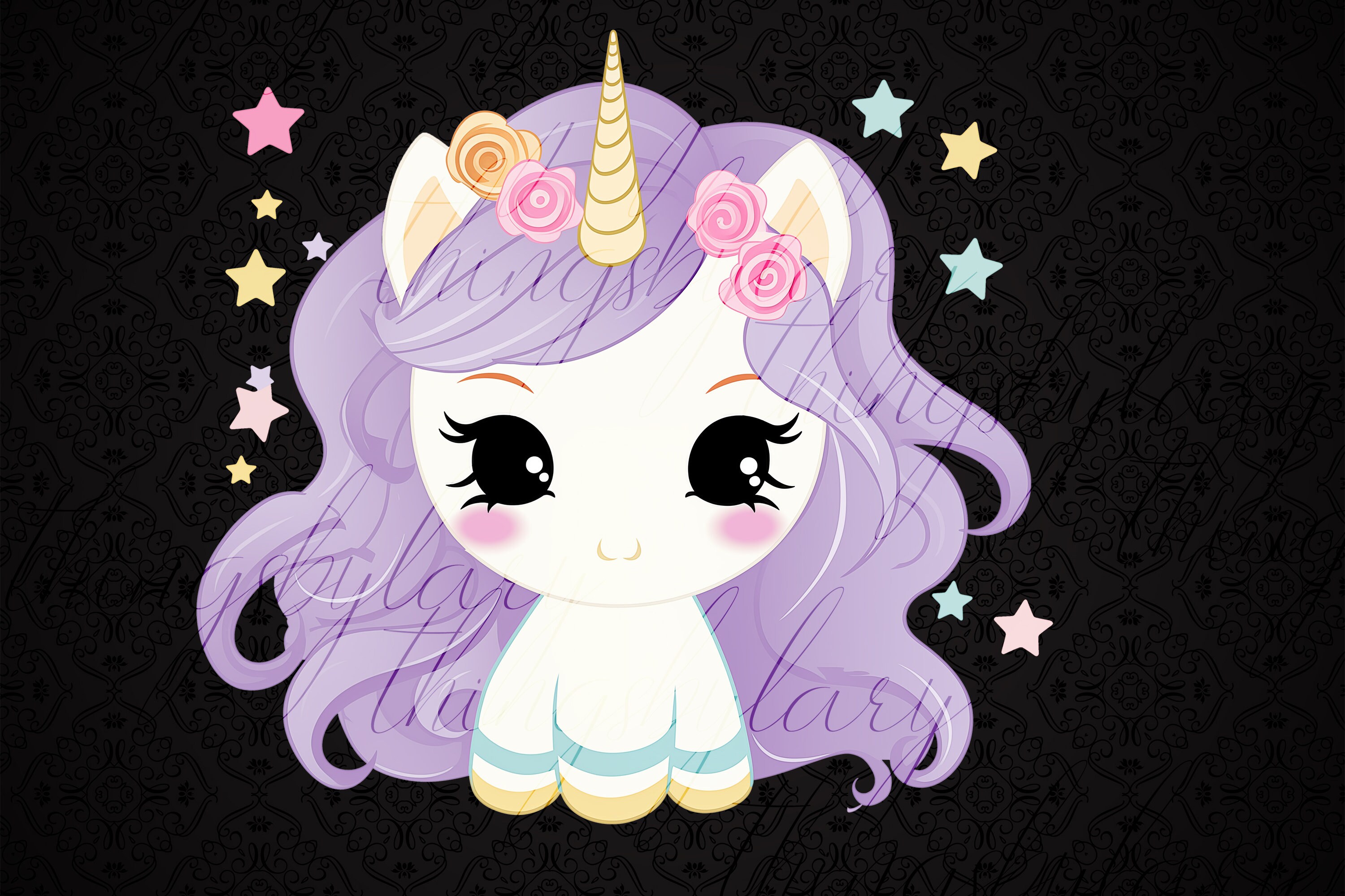 20 Cute Kawaii Unicorn PNG Transparent Background Clip Arts Commercial ...