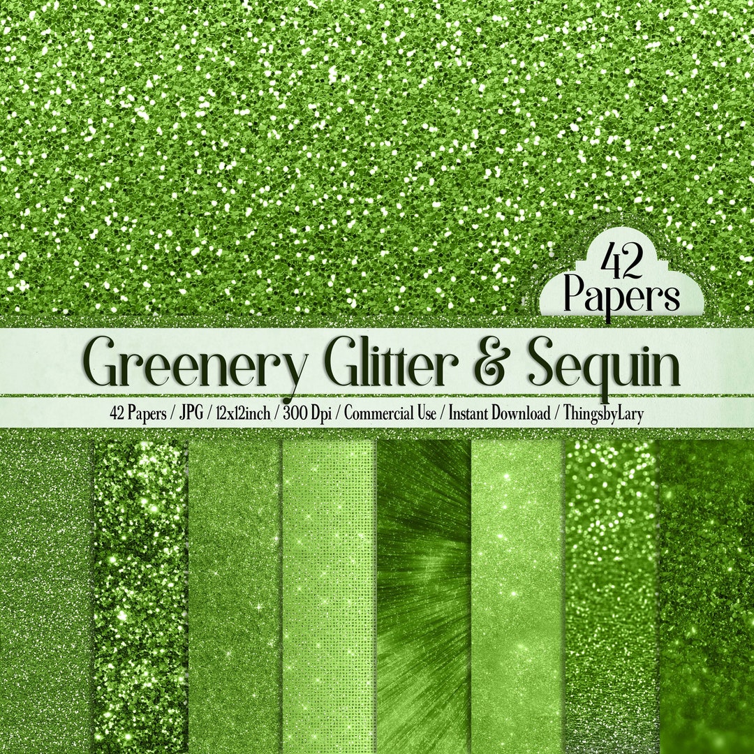 42 Luxury Greenery Glitter and Sequin Digital Papers 12 Inch 300 Dpi ...