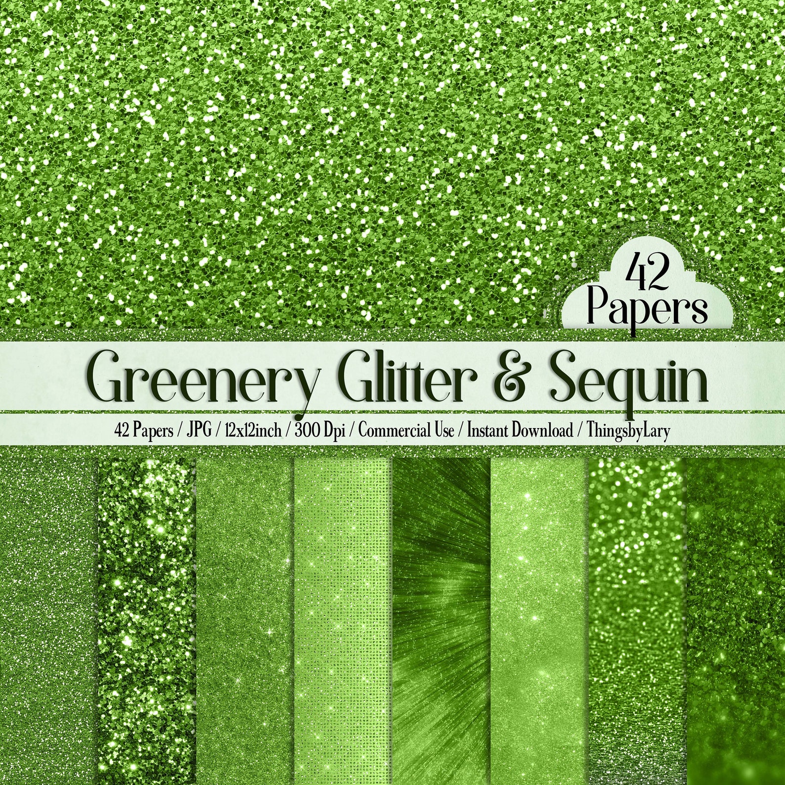 42 Luxury Greenery Glitter and Sequin Digital Papers 12 Inch | Etsy