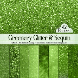 42 Luxury Greenery Glitter and Sequin Digital Papers 12 Inch 300 Dpi ...