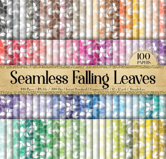 100 Seamless Falling Leaves Pattern Digital Papers 12 Inches - Etsy
