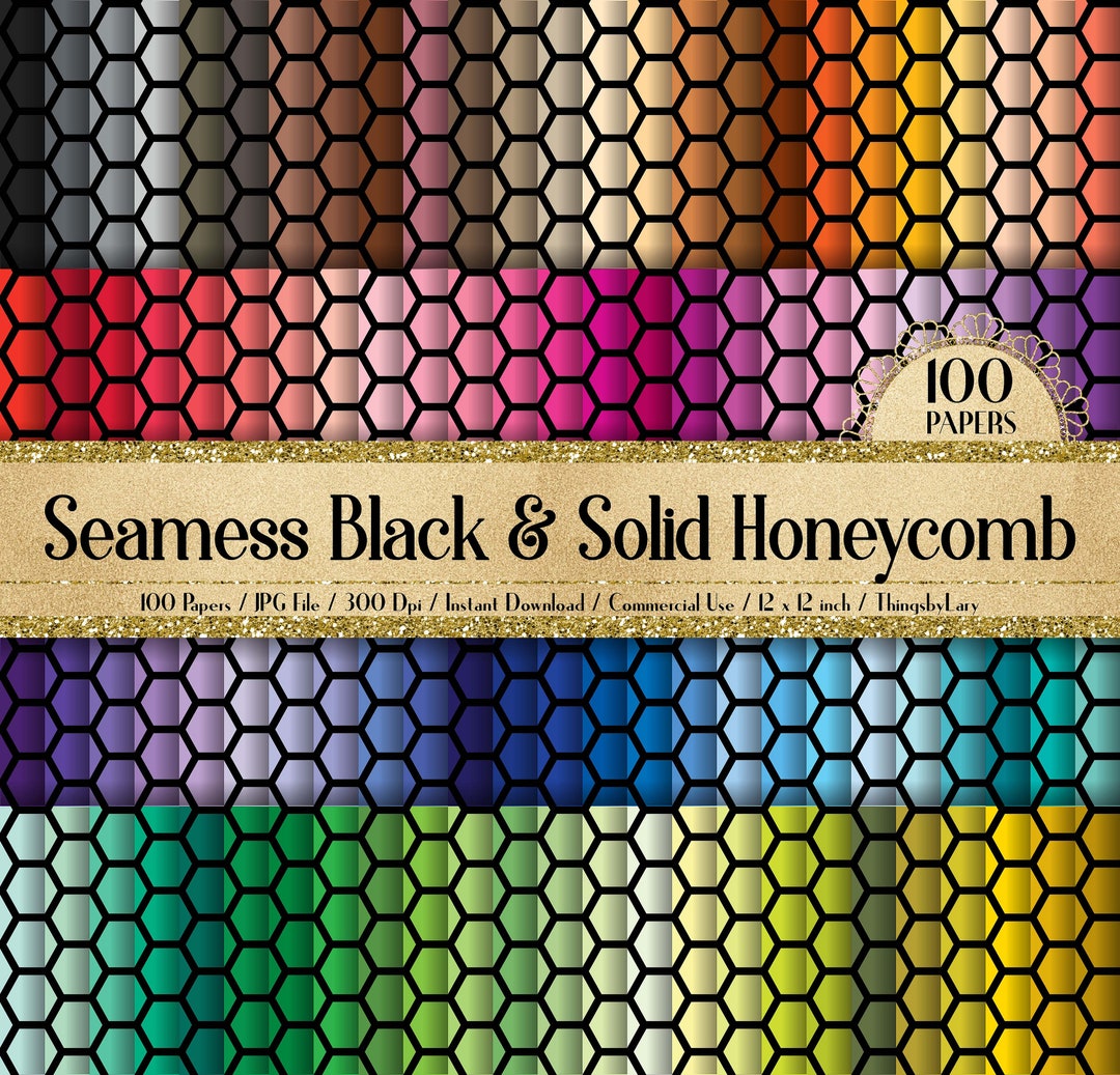 100 Seamless Black and Solid Honeycomb Digital Papers 12x12" 300 Dpi ...