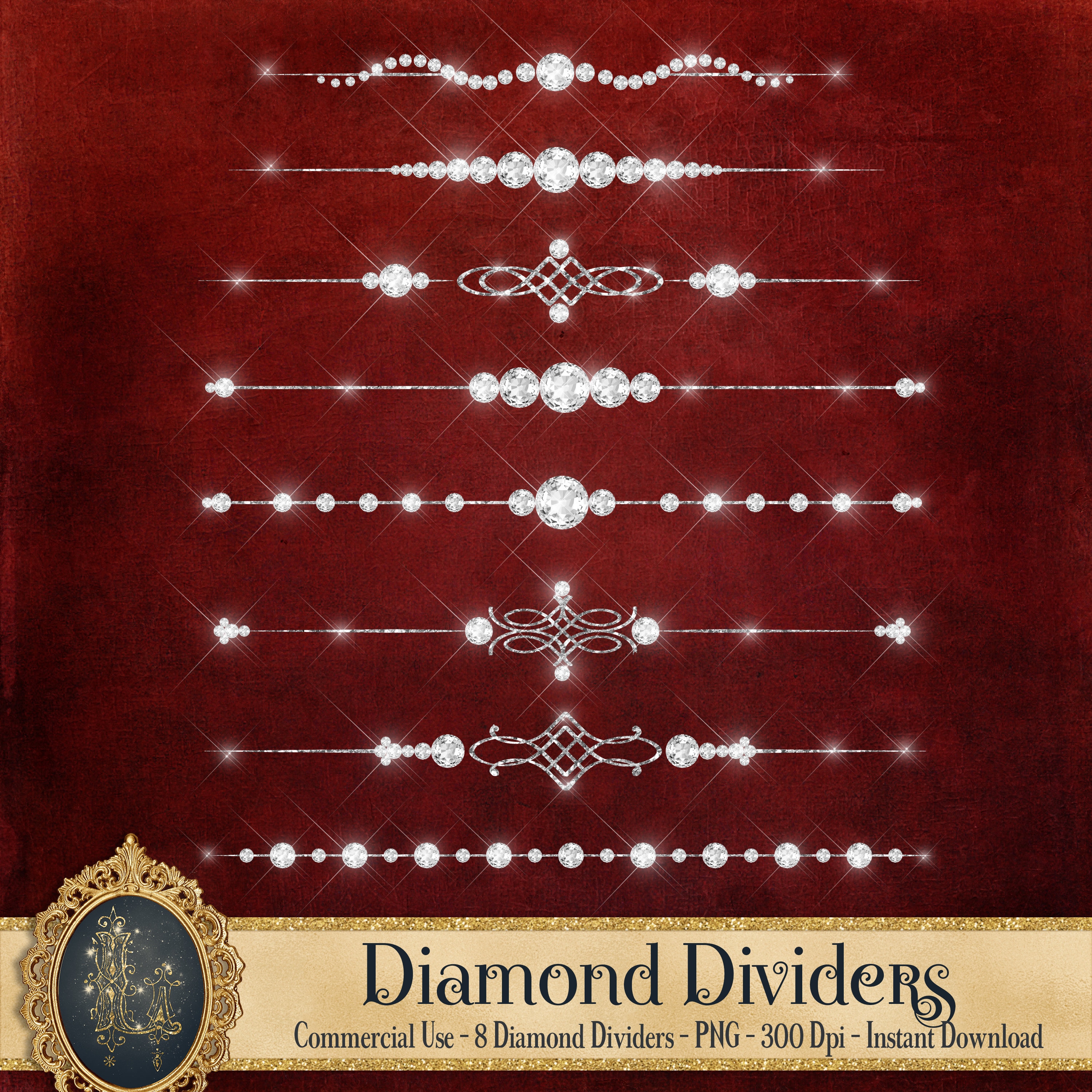 8 Diamond Dividers, Diamond String, Instant Download, Commercial Use ...
