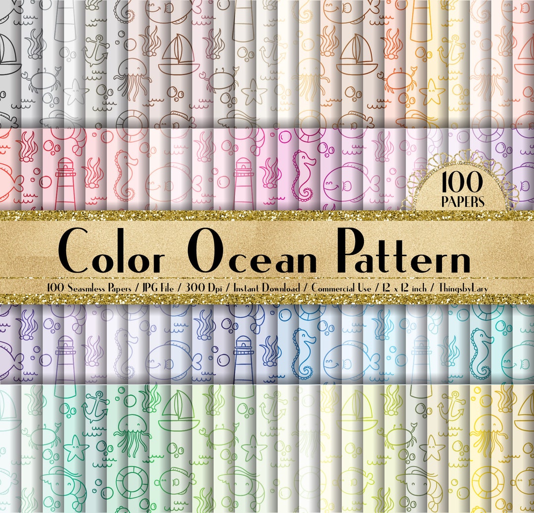 100 Seamless Ocean Pattern Papers 12 Inch 300 Dpi Instant Download ...