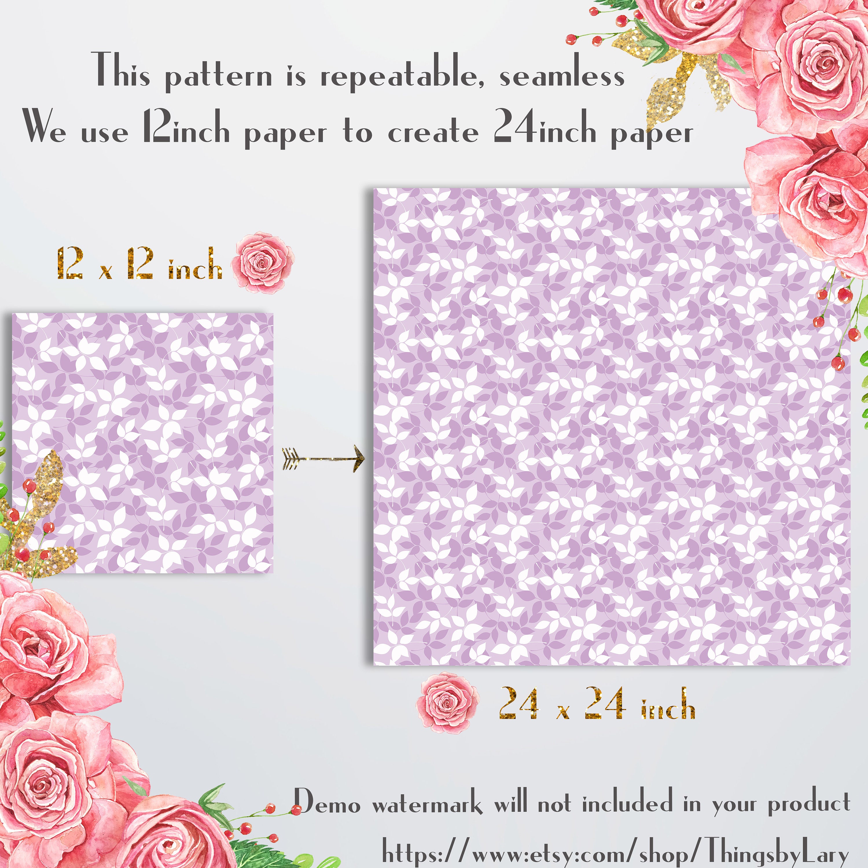 100 Seamless Falling Leaves Pattern Digital Papers 12 Inches Commercial ...