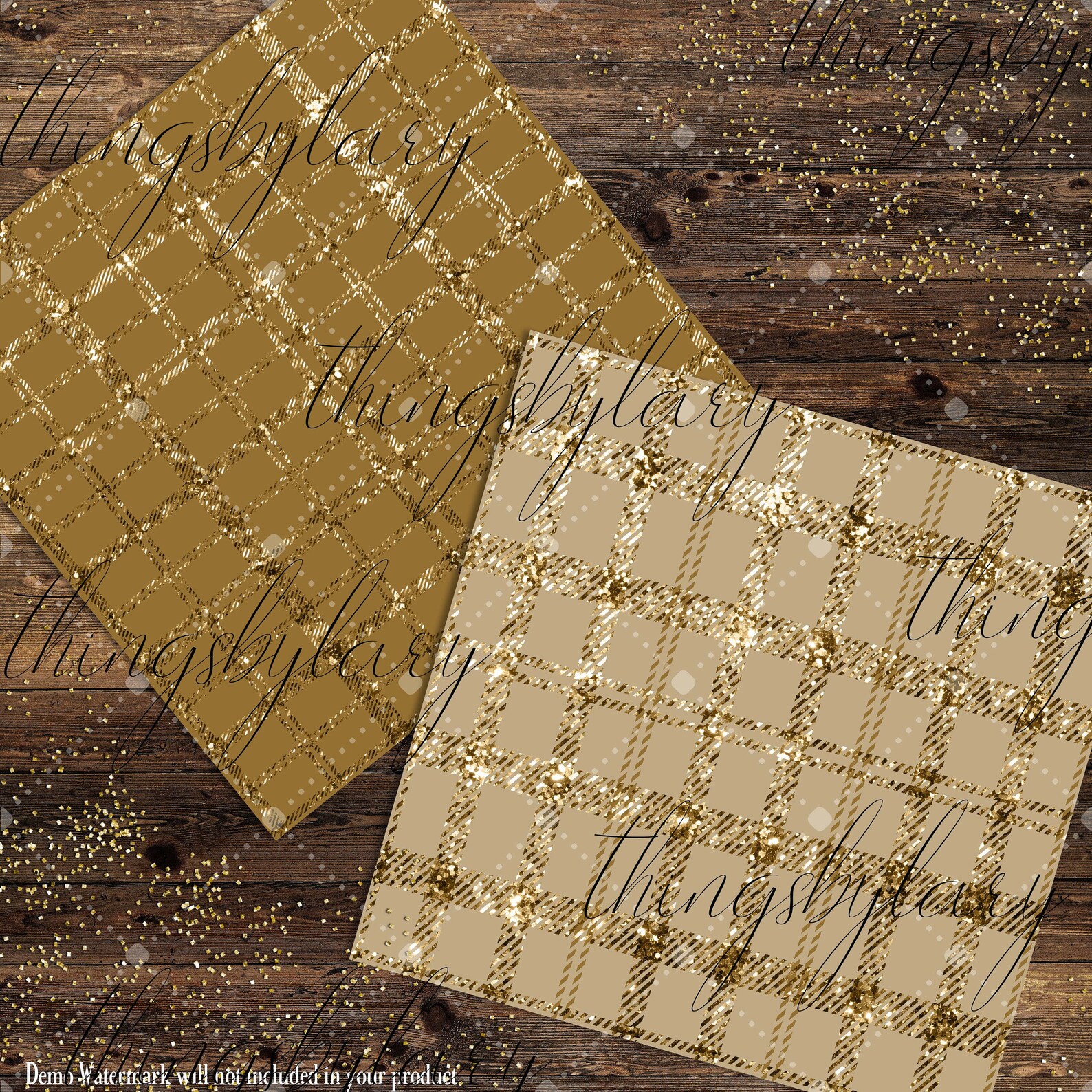 16 Antique Gold Glitter Plaid Tartan Digital Paper Pack 12inch | Etsy