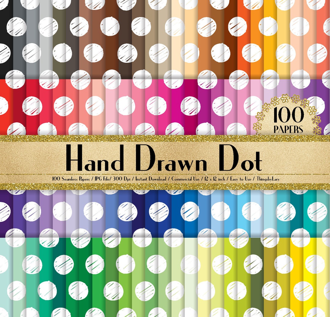 100 Seamless White Hand Drawn Polka Dot Papers in 12" X 12", 300 Dpi ...