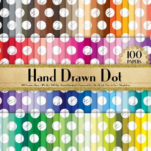 100 Seamless White Hand Drawn Polka Dot Papers in 12" X 12", 300 Dpi ...