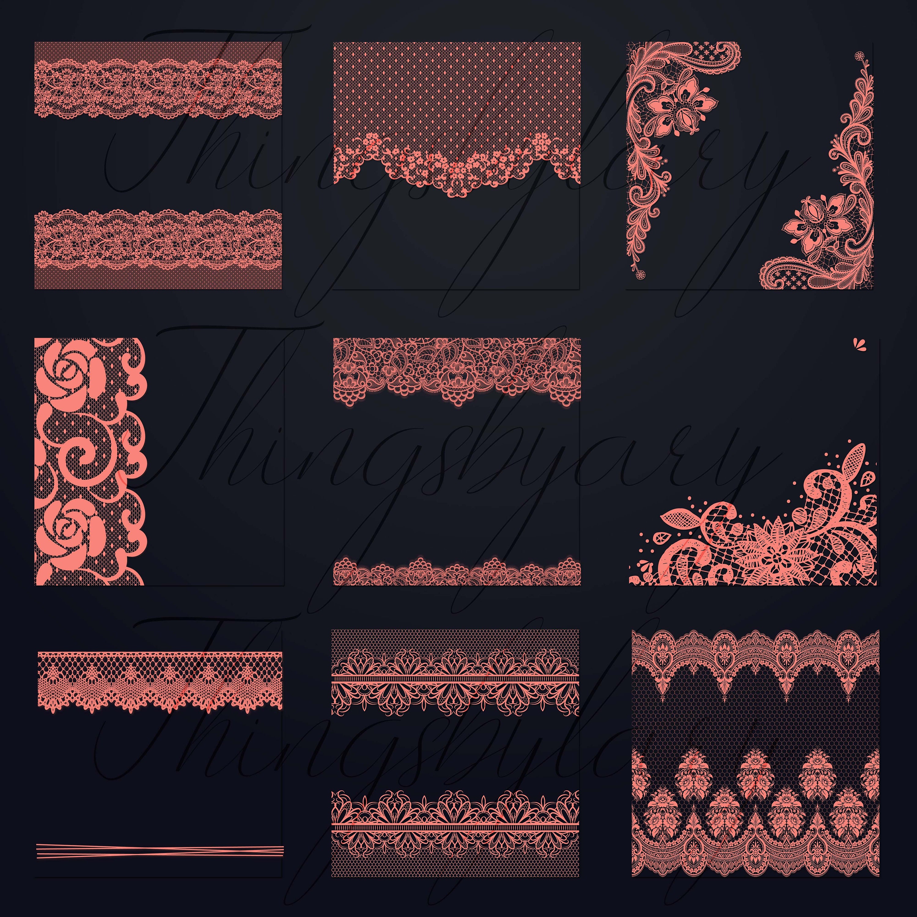 27 Coral Lace Overlays Borders Frames Images PNG Transparent - Etsy