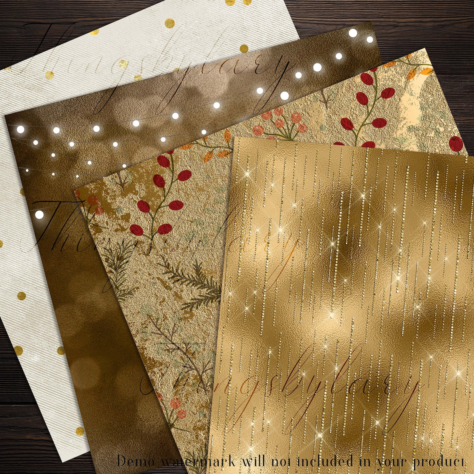 16 Twinkle Gold Christmas Digital Papers 12x12 300 Dpi | Etsy