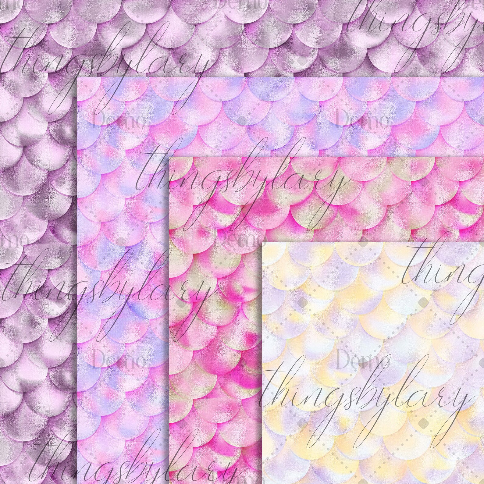 16 Seamless Foil Mermaid Scale Papers Rainbow Mermaid Paper, Digital ...