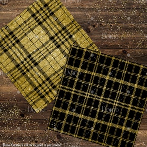16 Gold Glitter Tartan Plaid Gingham Check Digital Papers 12inch 300 ...