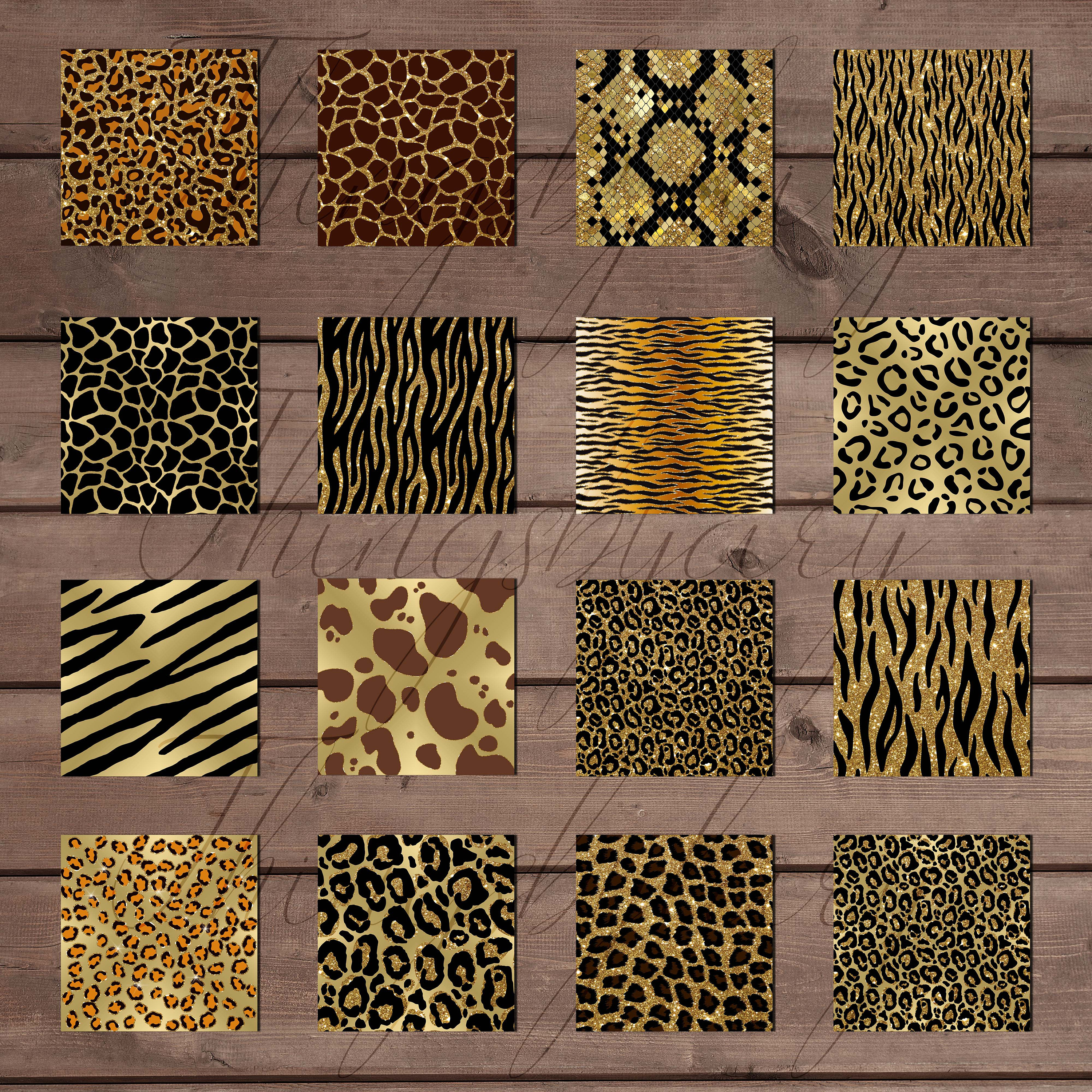 16 Seamless Glitter Animal Skin Prints Digital Papers 12" 300 Dpi ...