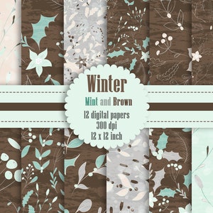 70% OFF 120 Winter Floral Christmas Winter Holiday Digital Papers 12 ...