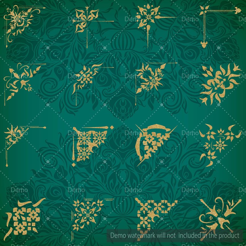 16 Gold Glitter Corner Bordersfloral Ornamentcorner Wedding | Etsy