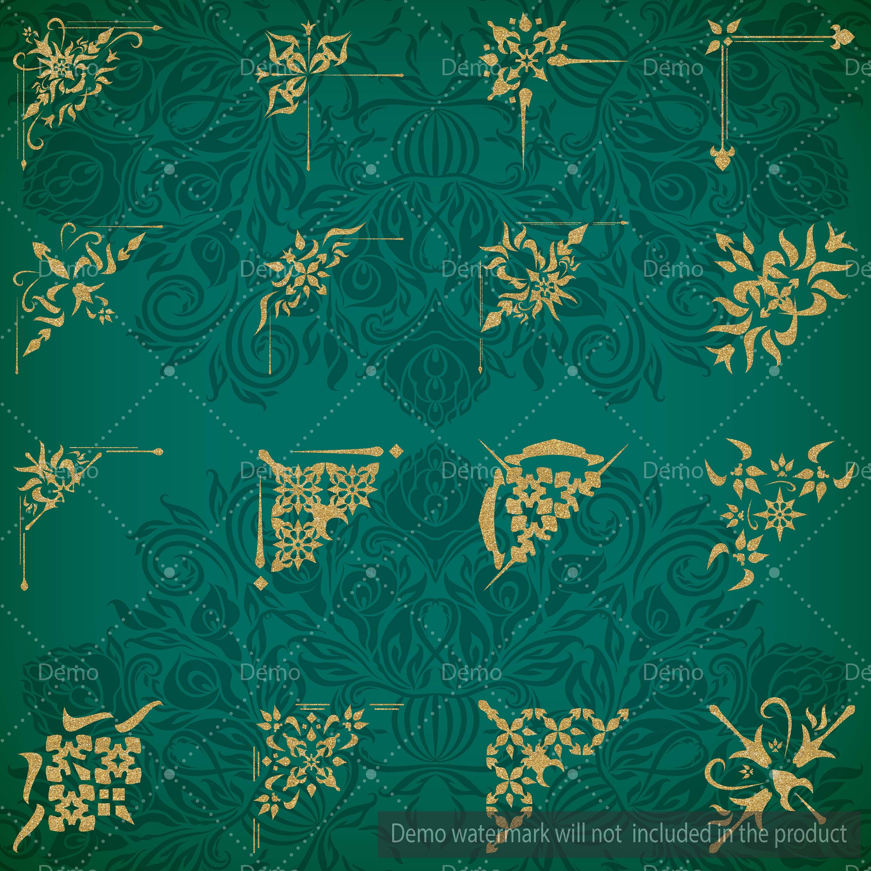 16 Gold Glitter Corner Borders,floral Ornament,corner Wedding ...