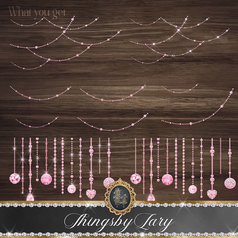Pink Hanging Diamond String Set Digital Images PNG Transparent - Etsy