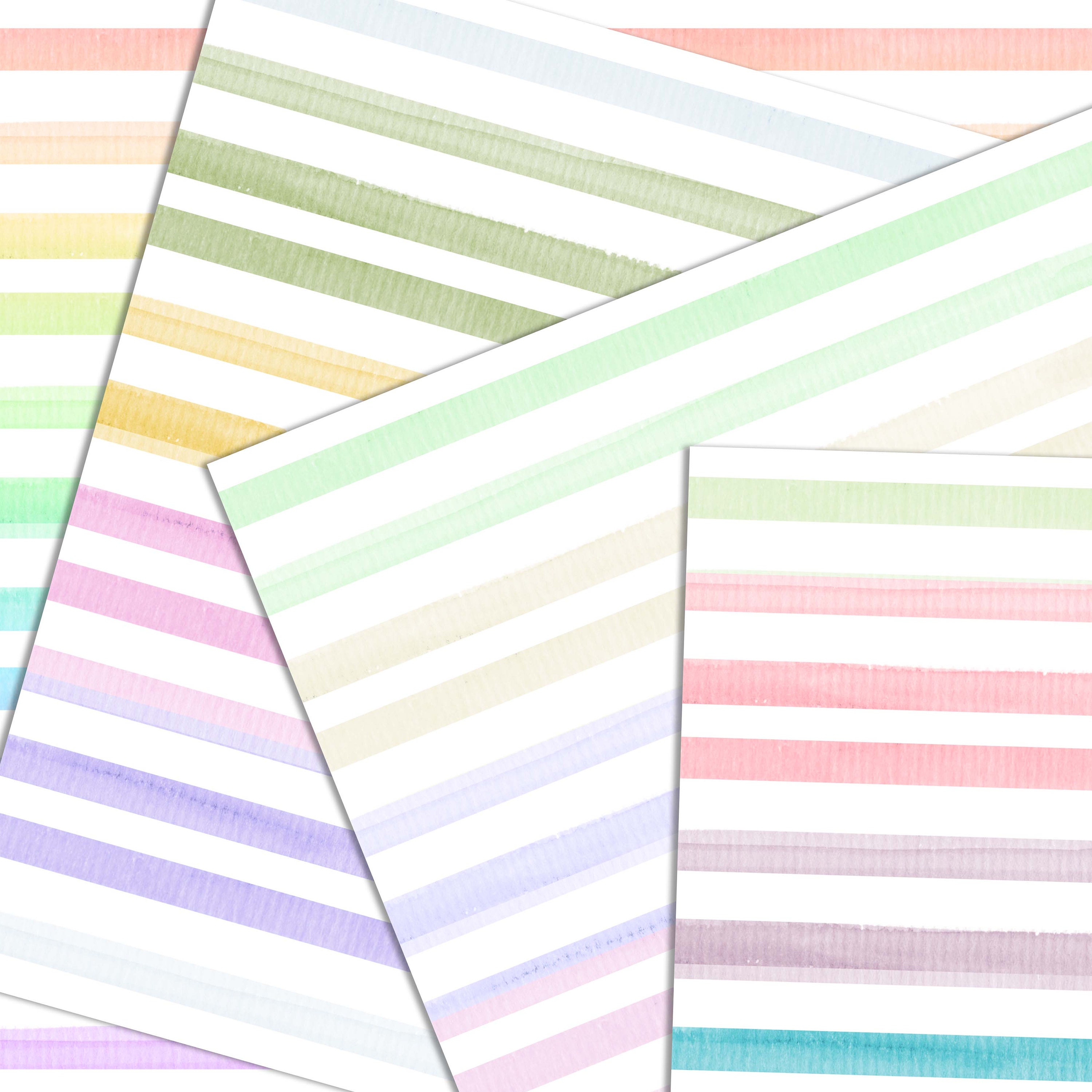 16 Seamless Watercolor Pastel Rainbow Ombre Stripes Digital - Etsy