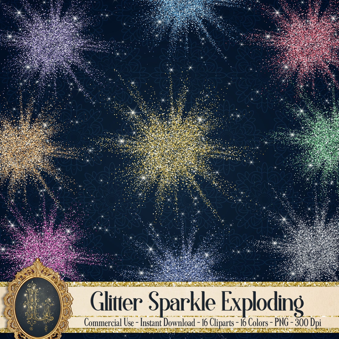 16 Glowing Glitter Explode Overlay Images 16 Colors Gold - Etsy