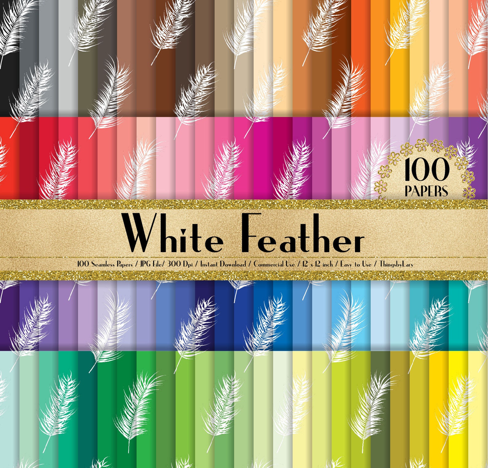 100 Seamless White Feather Papers in 12 X 12 300 - Etsy