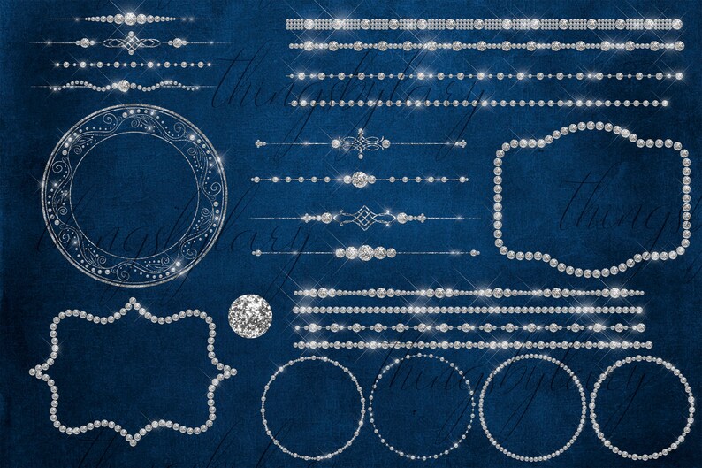 47 Silver Glitter Frames Dividers Borders PNG Instant Download ...