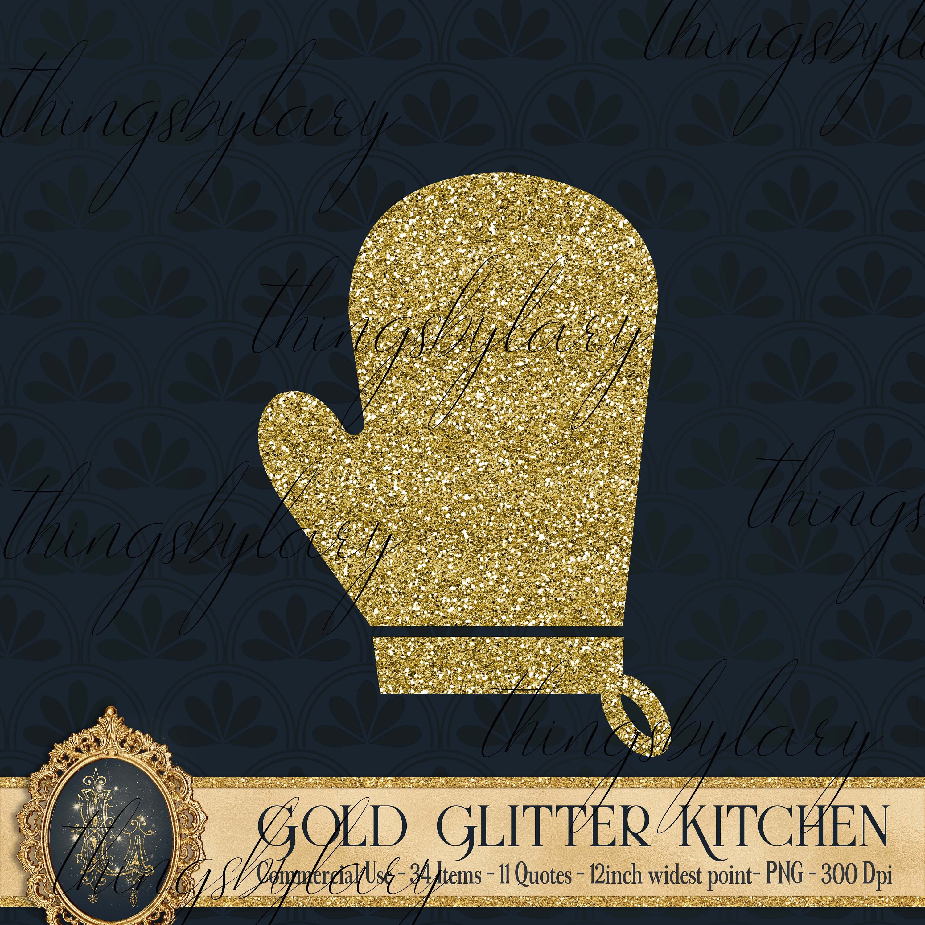 Gold Glitter Kitchen Sets, Instant Download, Commercial Use, Glitter ...