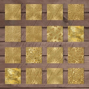 16 Seamless Gold Glitter Animal Skin Prints Digital Papers 12" 300 Dpi ...