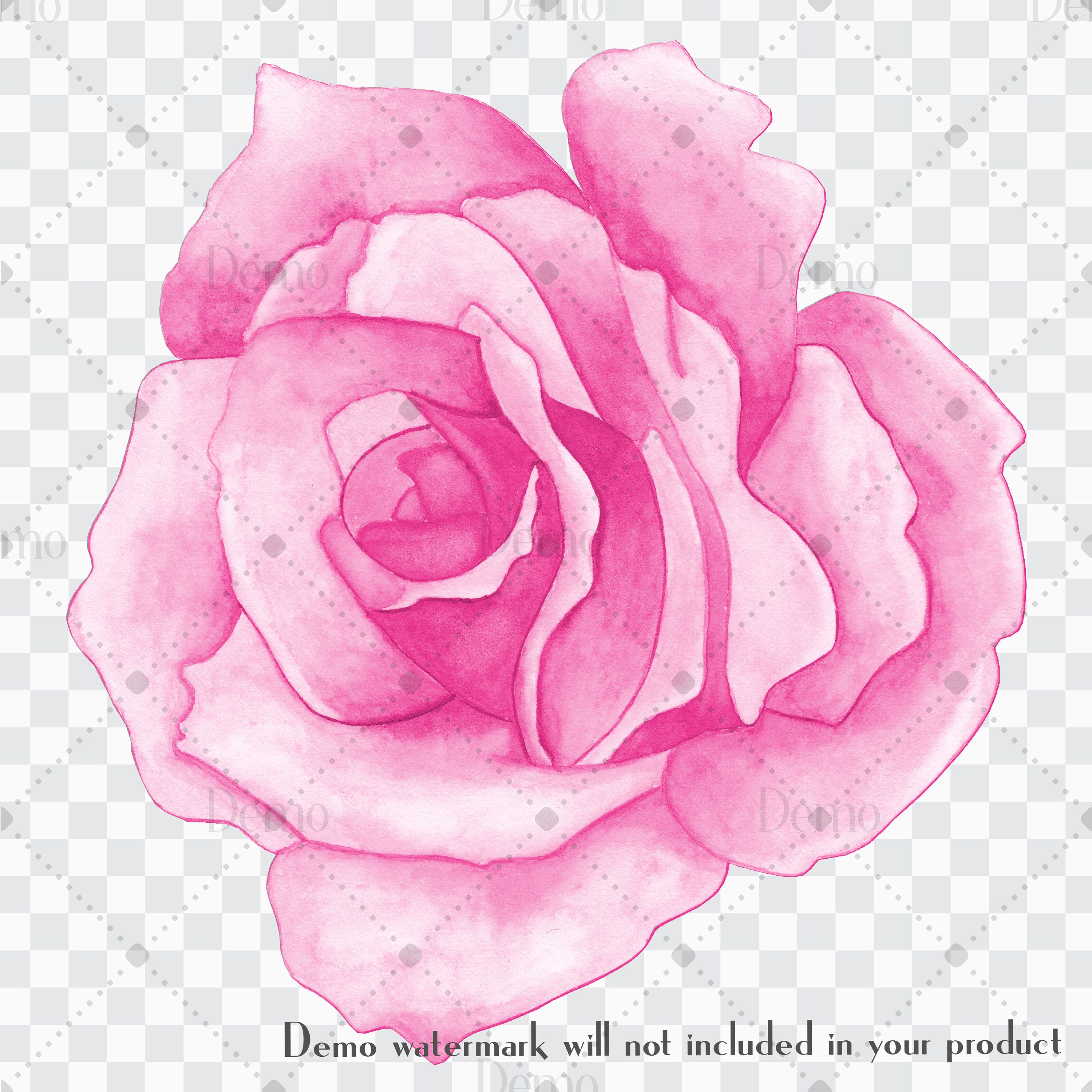 100 Hand Painted Watercolor Rose Flower Clip Arts Side View | Etsy