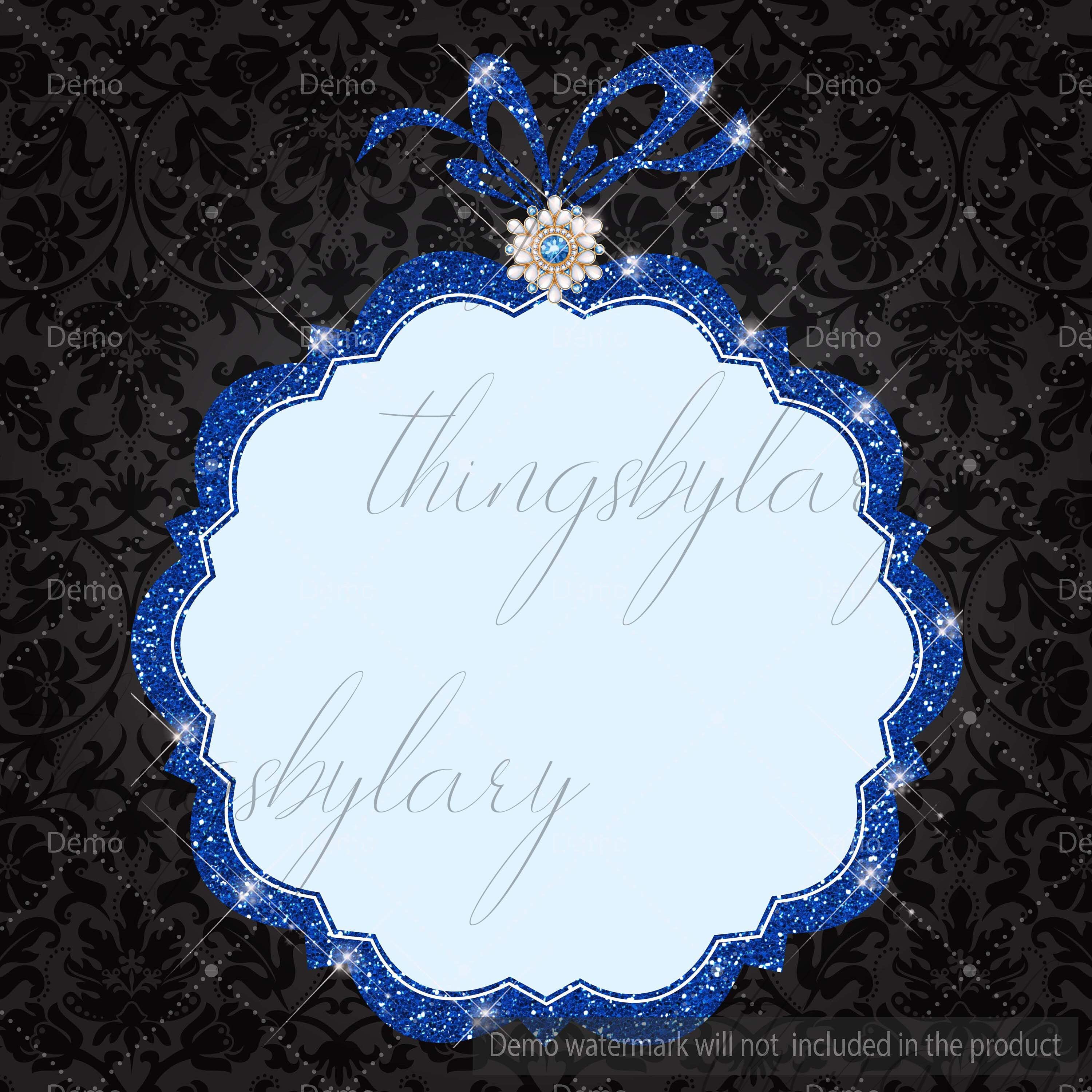 Blue Royal Frame, Glitter and Jewelry Frame Clipart, Glitter Frame for ...