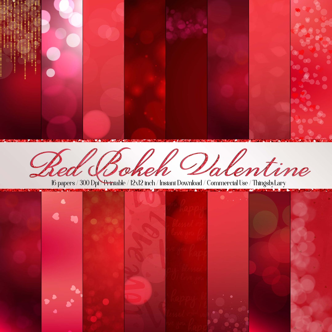 16 Luxury Red Bokeh Valentine Background Digital Images 12inch 300 Dpi ...