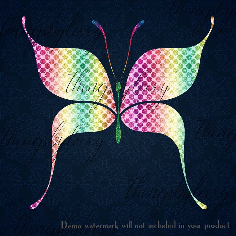 30 Rainbow Glitter & Watercolor Butterfly Clip Arts 300 Dpi Instant ...